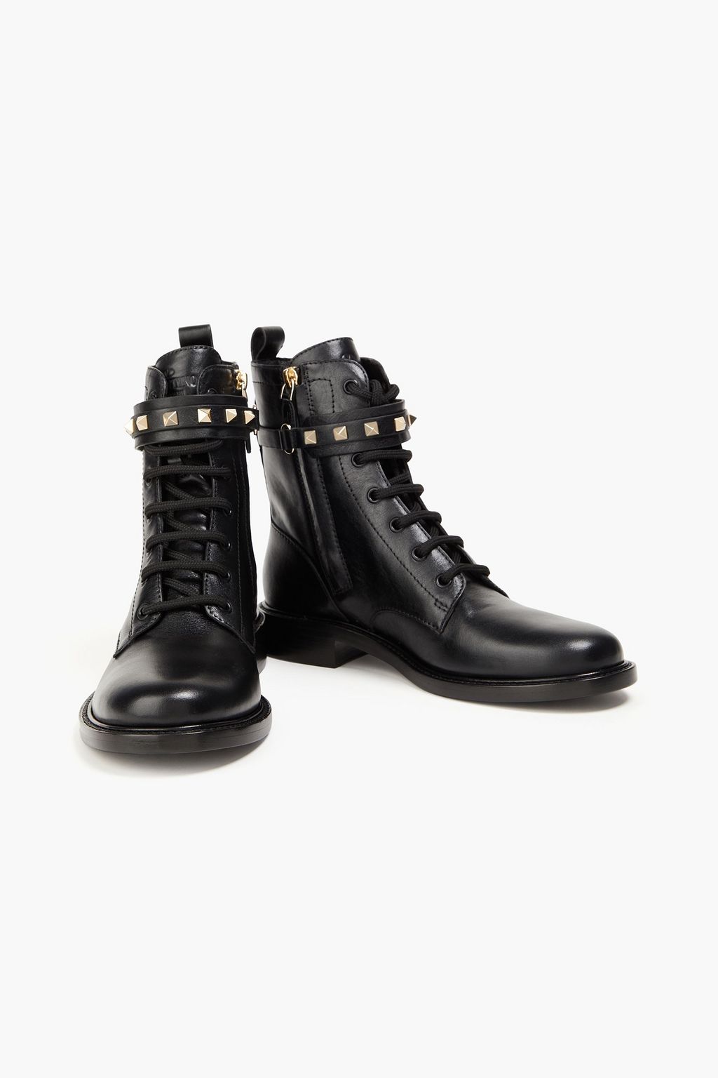 VALENTINO GARAVANI Rockstud Leather Combat Boots – Trendy Designer ...